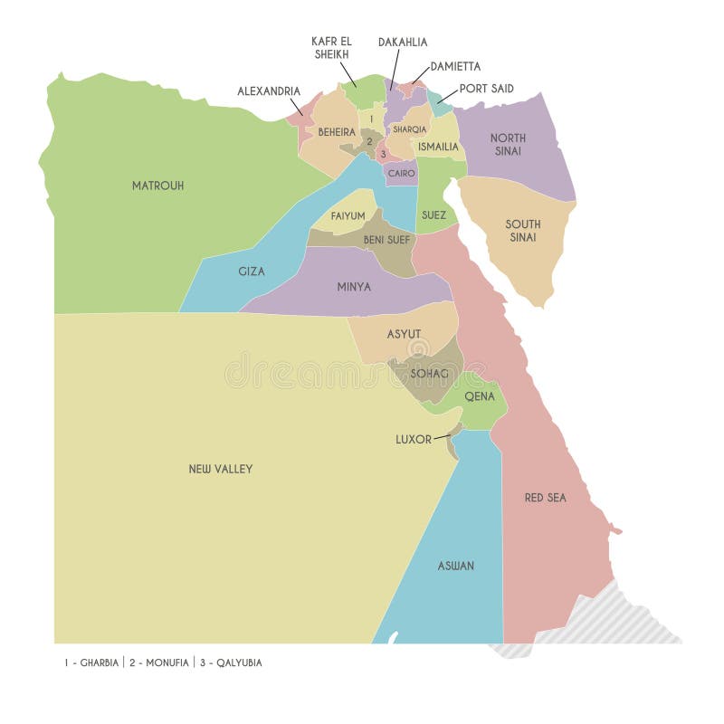 Vector Map of Egypt with Governorates or Provinces and Administrative ...