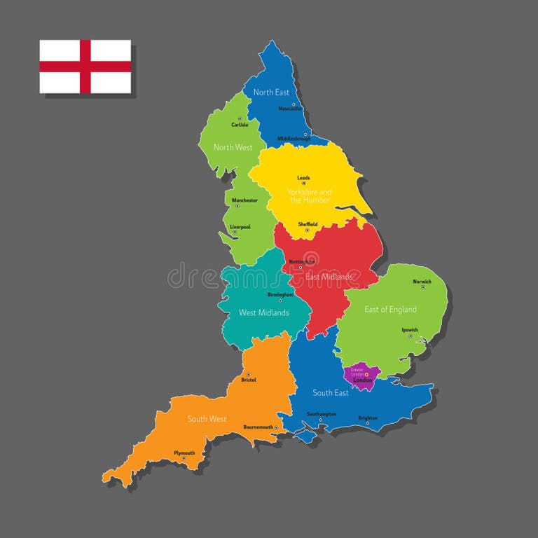 Vector map of England stock vector. Illustration of surface - 361968991