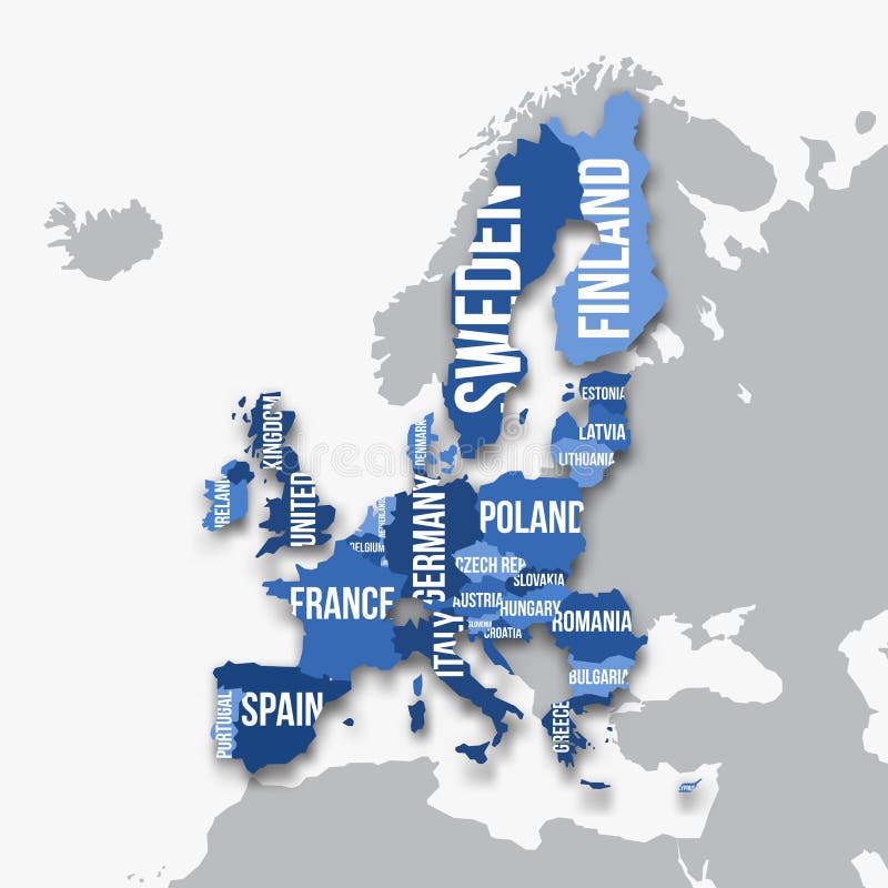 Vector Map of European Union with Borders Stock Vector - Illustration ...