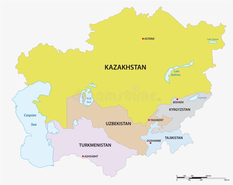 Central Asia Map. High Detailed Political Map of Central Asian Region ...