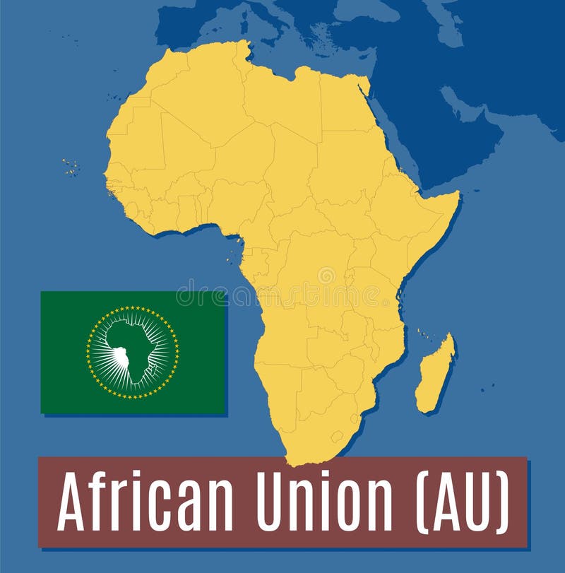 Vector Map and Flag of the African Union AU. Stock Vector ...