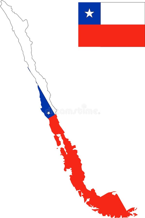 Vector Map of Chile with Flag. Isolated, White Background Stock Vector ...