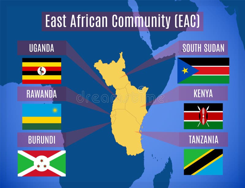 Vector Map and Flags of the East African Community EAC Stock Vector ...
