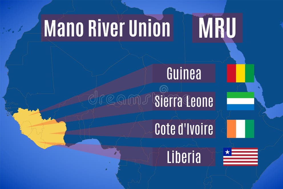 Map and Flags of the Mano River Union MRU Stock Vector - Illustration ...