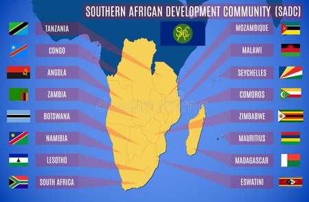 Vector Map and Flags of the Southern African Development Community SADC ...