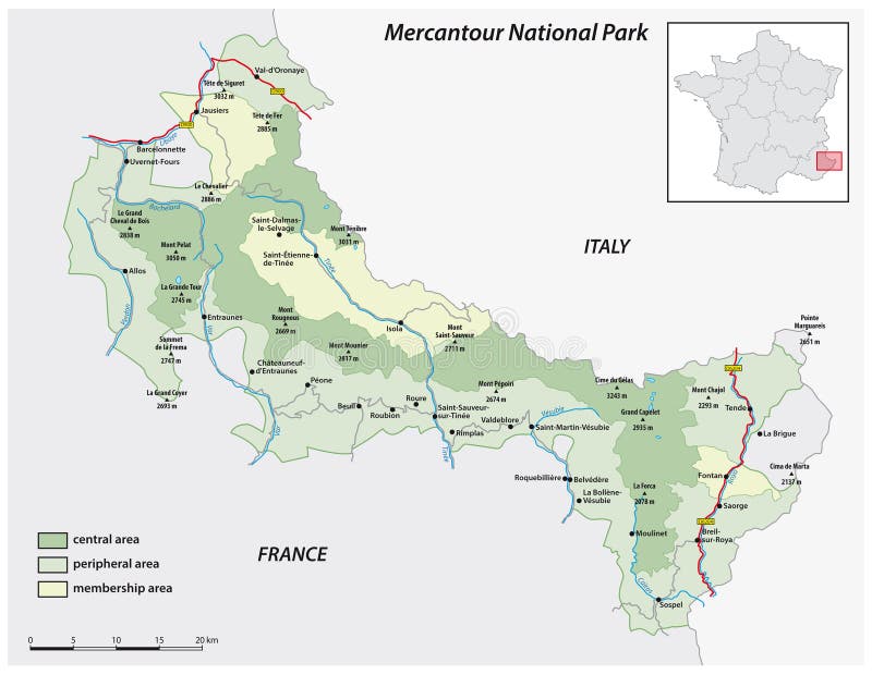 Vector Map of the French National Park Mercantour Stock Vector ...