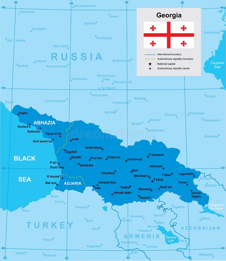 Vector map of Georgia stock vector. Illustration of locations - 168316325