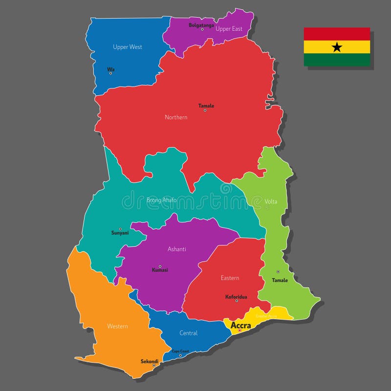 Vector map of Ghana stock vector. Illustration of mapping - 364207191