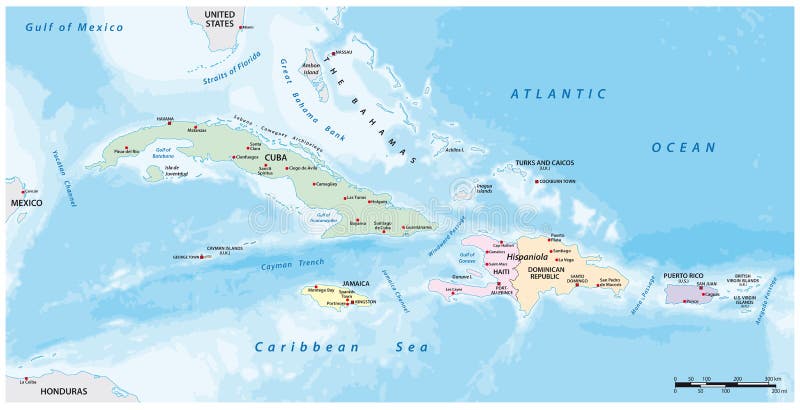 Vector Map of the Greater Antilles in the Caribbean Region Stock Vector ...