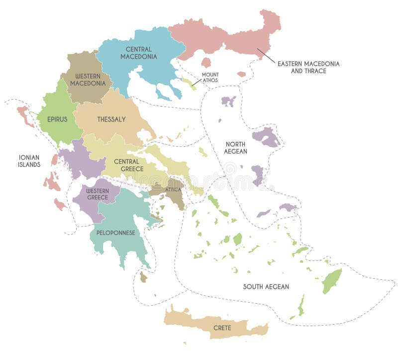 Vector Map of Greece with Regions or Territories and Administrative ...