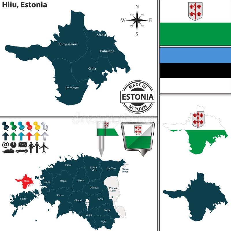 Map of Hiiu, Estonia stock vector. Illustration of national - 105102718