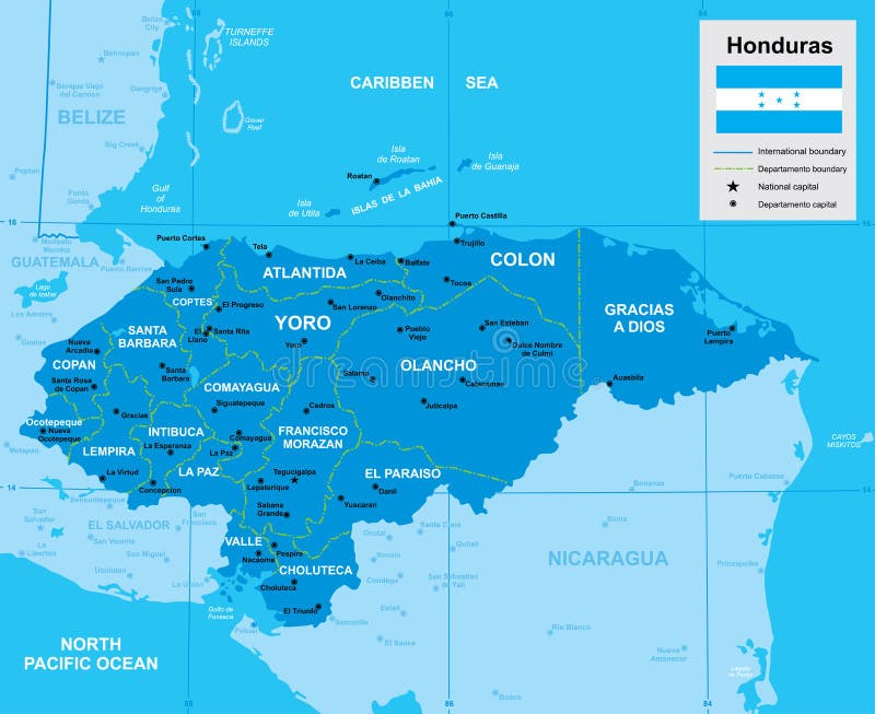 Honduras Borders. Administrative Stock Illustration - Illustration of ...