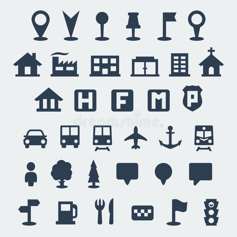 Vector map icons set stock vector. Illustration of factory - 35997656