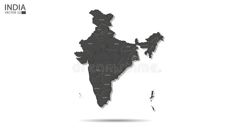 Vector Map of India Highlighting Geographical Regions and State ...