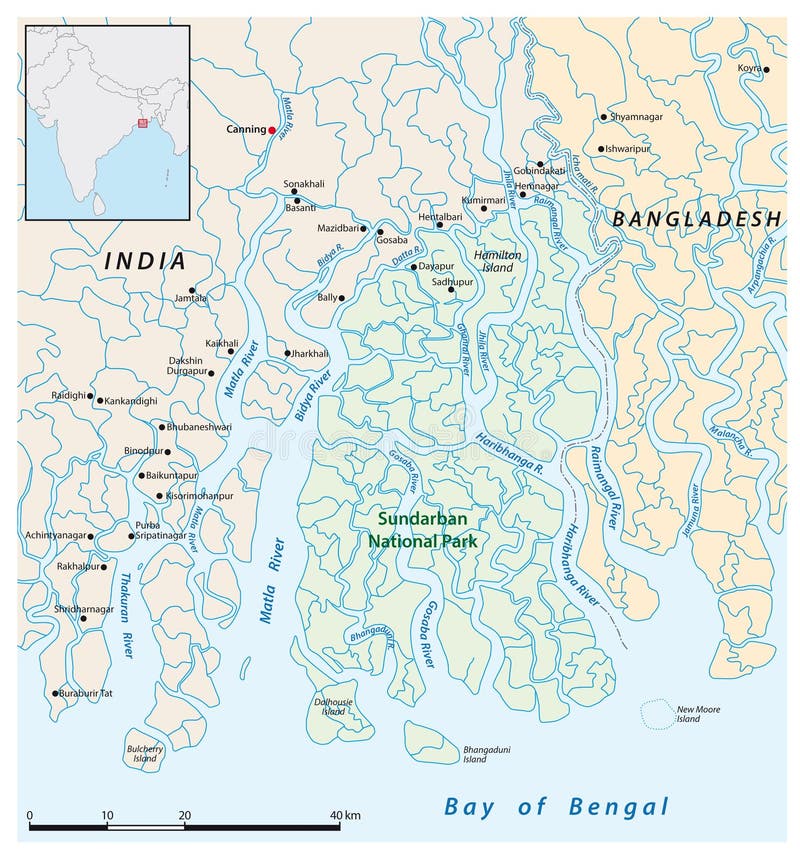 Vector Map of India National Park Sundarban Stock Vector - Illustration ...