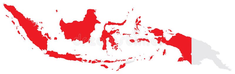 Vector Map of Indonesia; Red Isolated on White. Stock Vector ...