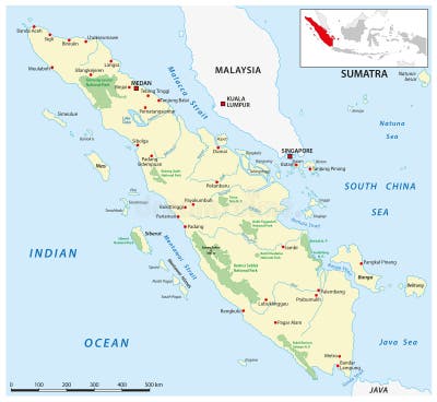 Vector Map of the Indonesian Island of Sumatra Stock Vector ...