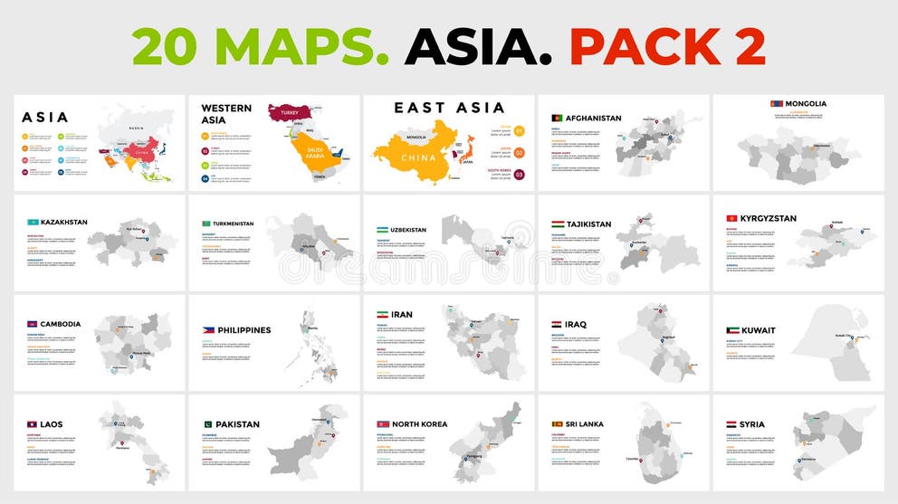 Asia Vector Map Infographic Templates. Slide Presentation. Includes 20 ...