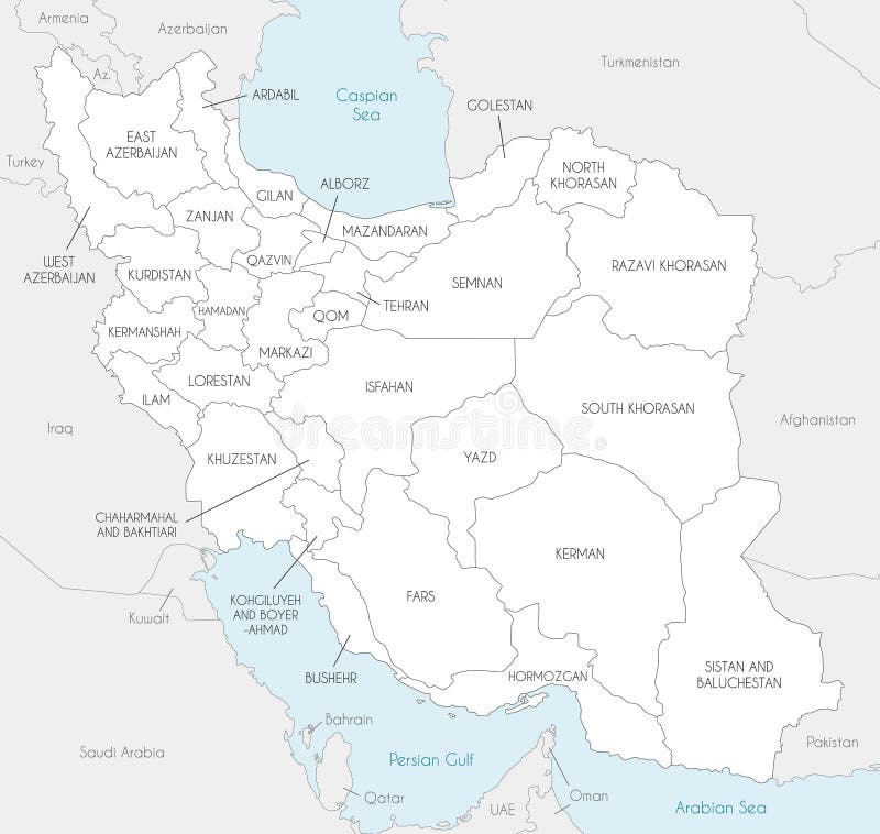 Vector Map of Iran with Provinces and Administrative Divisions, and ...