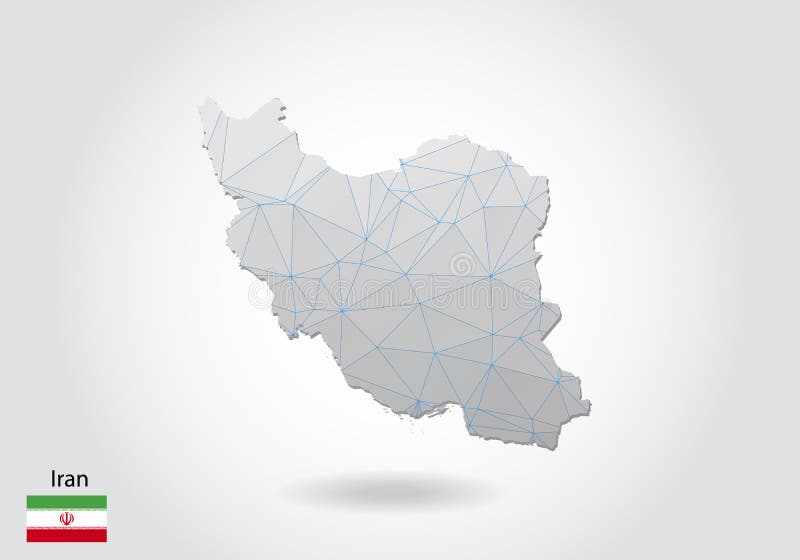 Vector Map of Iran with Trendy Triangles Design in Polygonal Style on ...