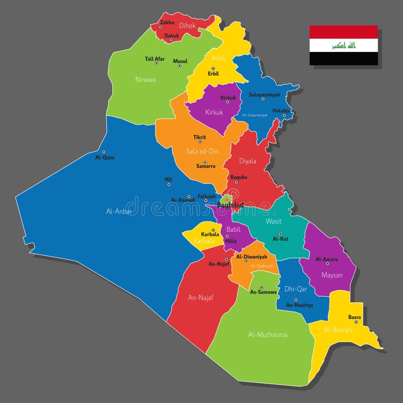Vector map of Iraq stock vector. Illustration of contour - 363485143
