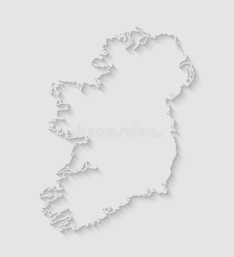 Vector Map Ireland, Abstract Inner Shadow Stock Illustration ...