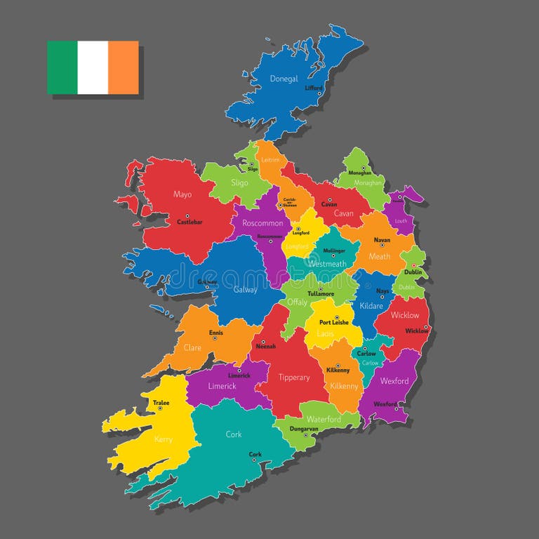 Vector map of Ireland stock vector. Illustration of detail - 362767580