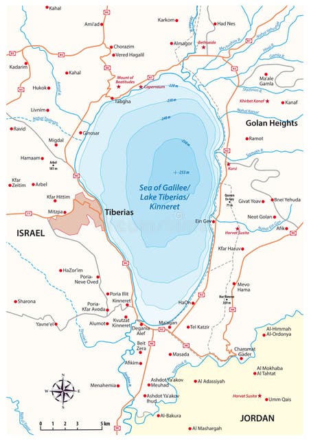 Vector Map of the Israeli Sea of Galilee Stock Vector - Illustration of ...