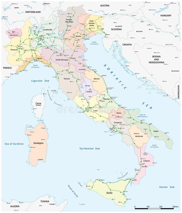 Vector Map of the Italian National Highway System Stock Vector ...