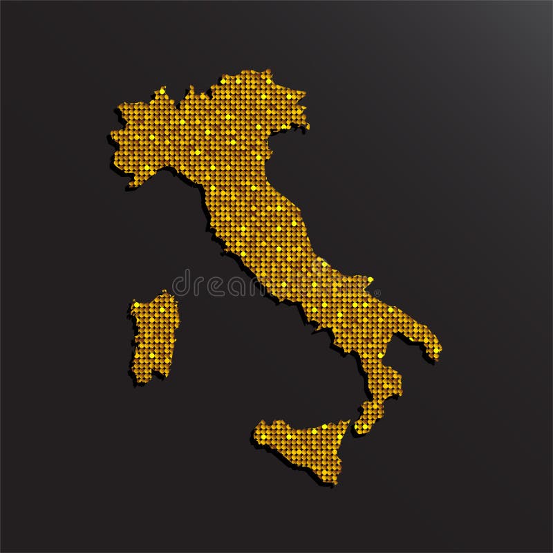 Map of Italy, Gold Map on Black Background Stock Illustration ...