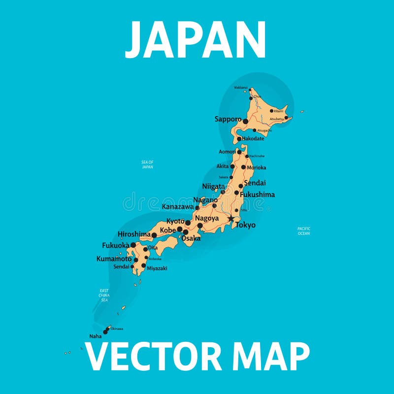 Vector Map of Japan with Cities and Roads on Separate Layers Stock ...