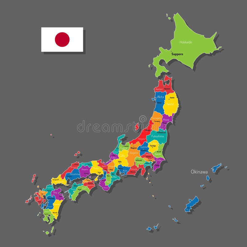 Vector map of Japan stock vector. Illustration of country - 361969229