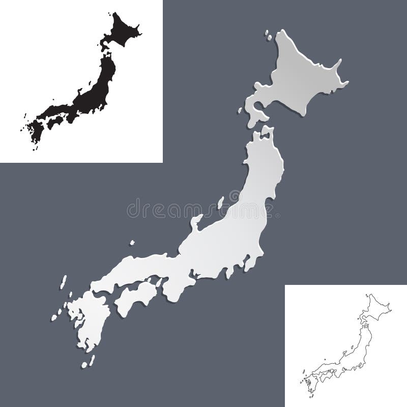 Vector Map Japan in Paper Cut Style. Outline Japan Map. Isolated Vector ...