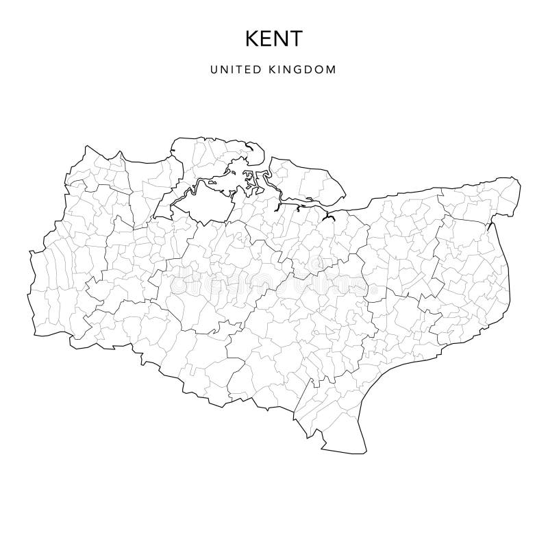 Administrative Map of Kent As of 2022 - Vector Illustration Stock ...