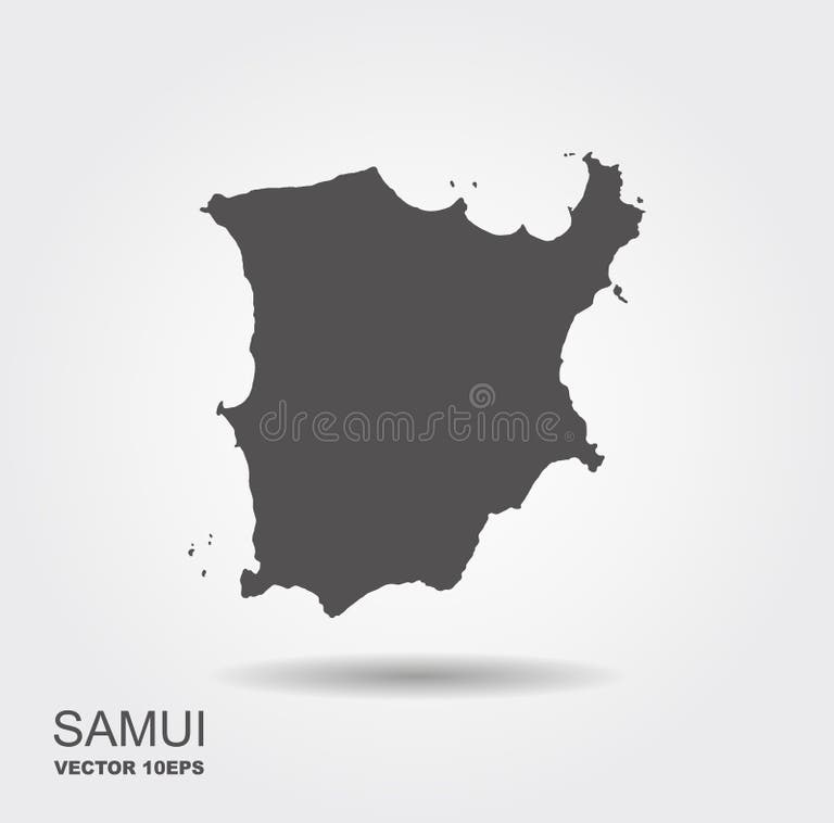 Vector Map Ko Samui. Flat Vector Icon with Shadow Stock Vector ...