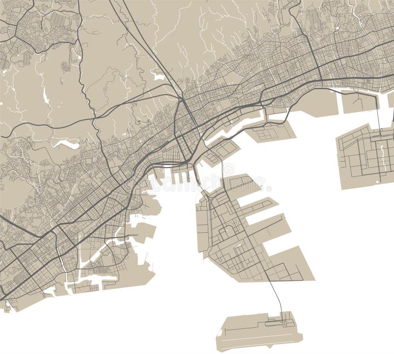 Vector Map of Kobe, Japan, State of Japan. Street Map Art Poster ...