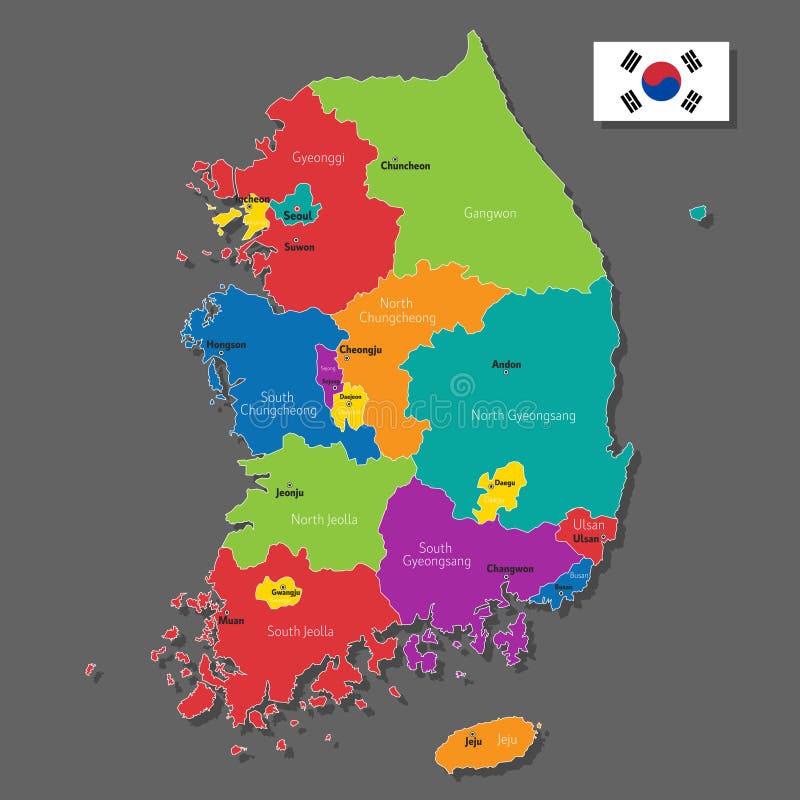 Vector map of Korea stock vector. Illustration of land - 362767629