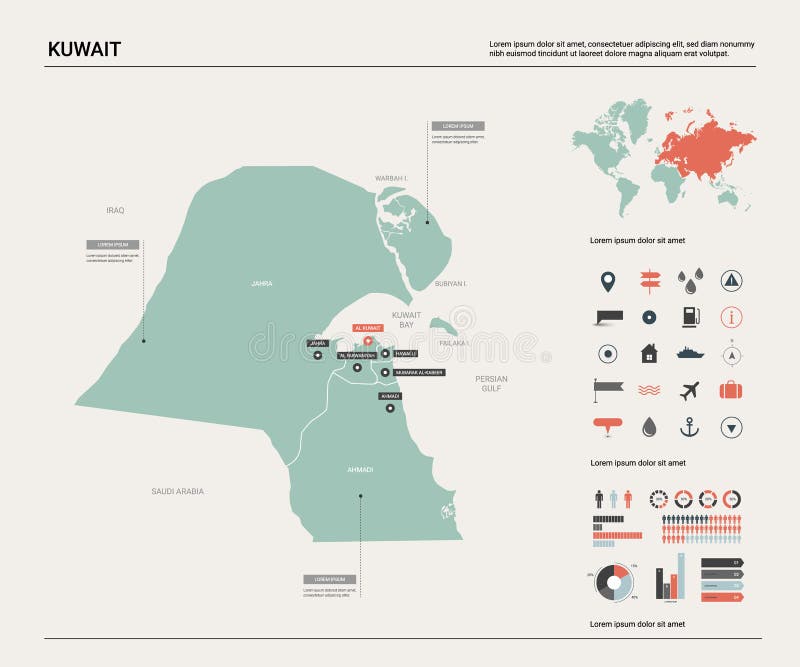 Kuwait Infographic Map Vector Illustration. Stock Vector - Illustration ...