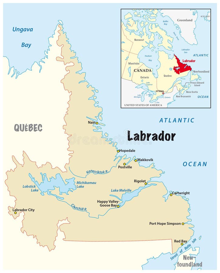 Vector Map of Labrador in Canada Stock Illustration - Illustration of ...