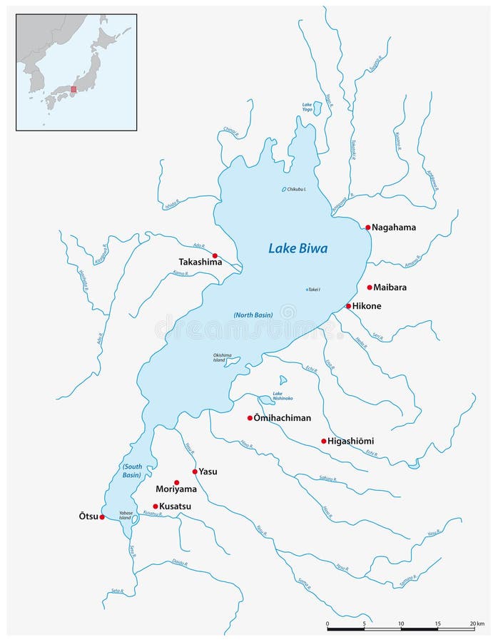 Vector Map of Lake Biwa, Shiga Prefecture, Japan Stock Vector ...