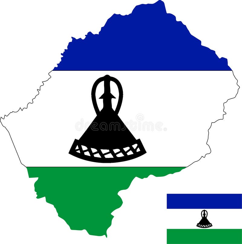 Vector Map of Lesotho with Flag. Isolated, White Background Stock ...