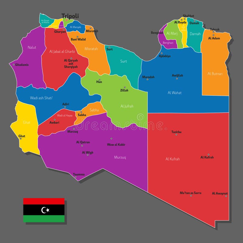 Vector map of Libya stock vector. Illustration of color - 364207375