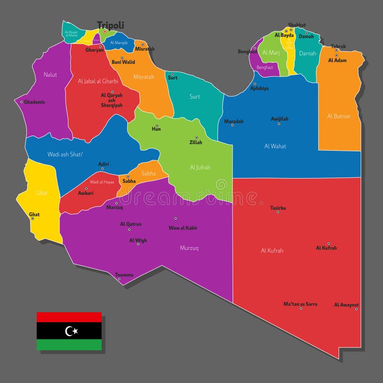 Vector map of Libya stock vector. Illustration of color - 364207375