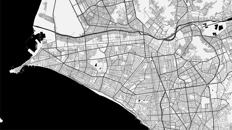 Vector Map of Lima City. Urban Grayscale Poster. Road Map with ...
