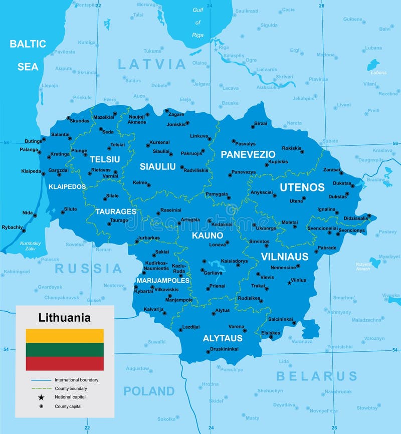 Vector map of Lithuania stock vector. Illustration of geographical ...