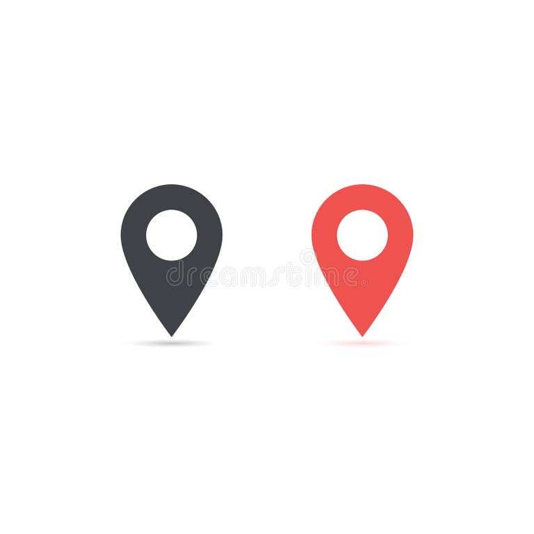 Vector Map Location Red and Red Icon Isolated with Soft Shadow. Element for Design Ui App ...
