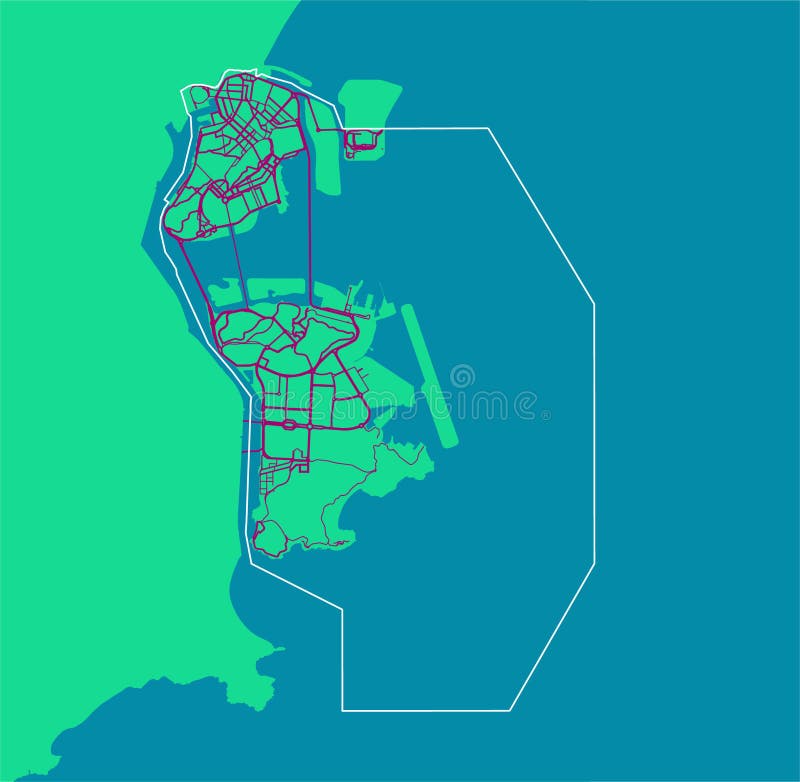 Vector Map of Macau with Coastline and Administrative Border 库存例证 - 插画 ...