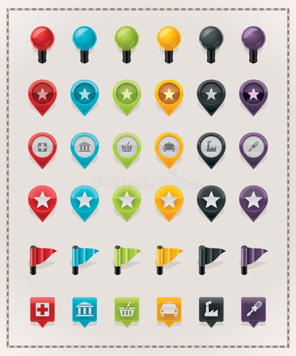 Vector map markers set stock vector. Illustration of collection - 21491576