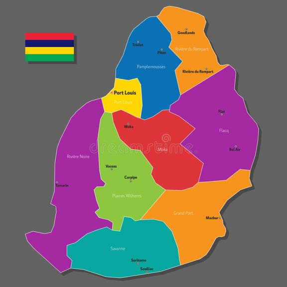 Vector map of Mauritius stock vector. Illustration of contour - 367095271