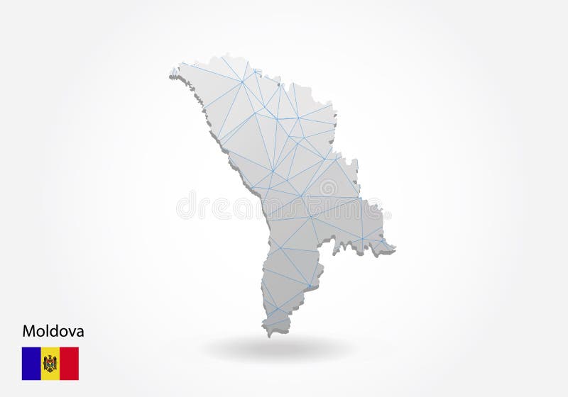 Vector Map of Moldova with Trendy Triangles Design in Polygonal Style ...